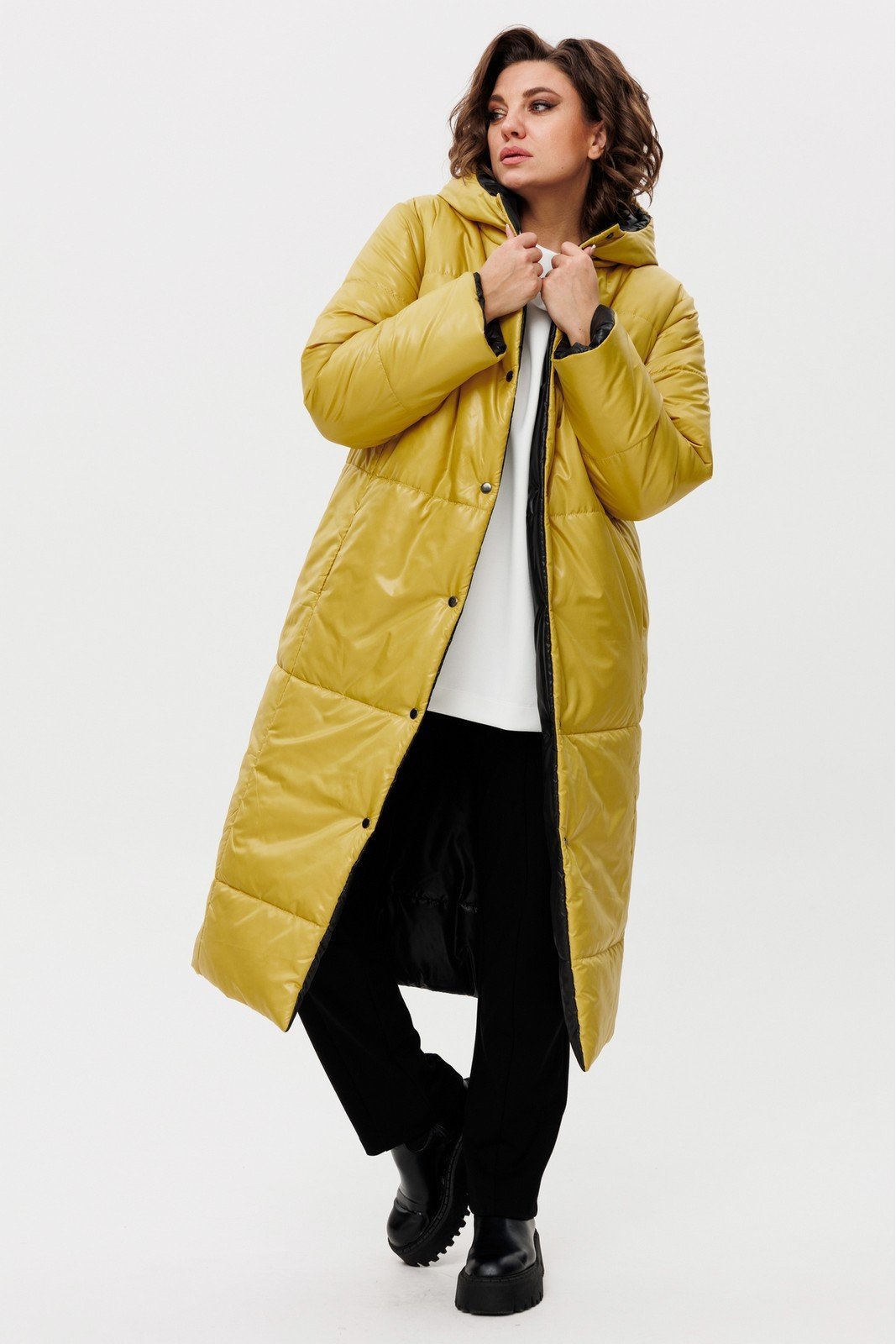 Пальто 2236 желтый-черный Rumoda купить в интернет магазине Велесмода